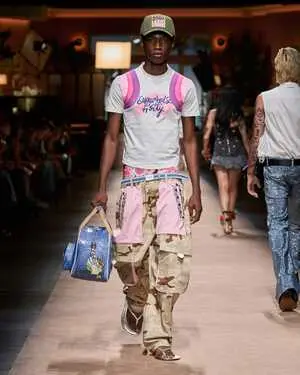 Dsquared2 Camouflage Cargo Pants With Crystal Embellishments