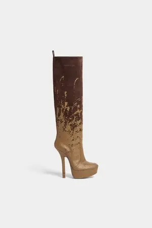 Dsquared2 Deanday Heeled Leather Long Boots - Brown