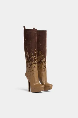 Dsquared2 Deanday Heeled Leather Long Boots