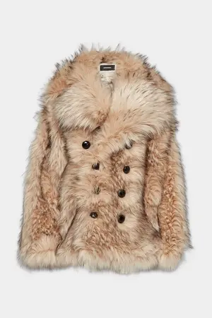 Dsquared2 Maxi Faux Wolf Coat - Fantasy