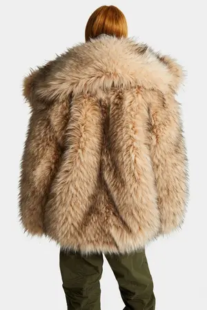 Dsquared2 Maxi Faux Wolf Coat
