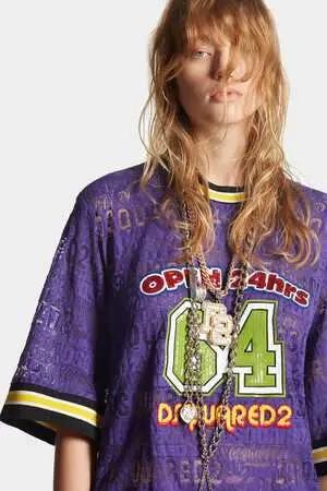 Dsquared2 Lace Logo Maxi T-shirt Dress