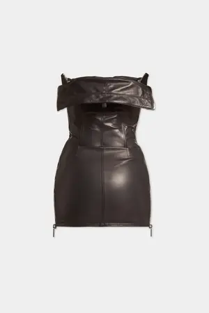 Dsquared2 Leather Strapless Dress