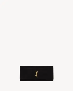 Saint Laurent Kate Clutch In Velvet - Black