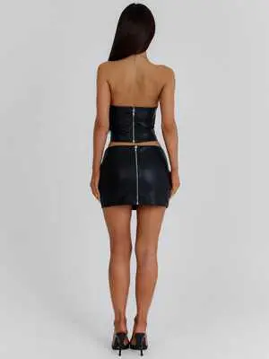 OUTCAST Althena Halter Neck Corset Top - Black