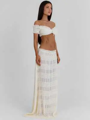 OUTCAST Cassidee Maxi Skirt Cream - Beige