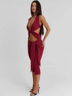 OUTCAST Eugenia Capri Jumpsuit Burgundy