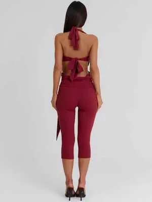 OUTCAST Eugenia Capri Jumpsuit Burgundy