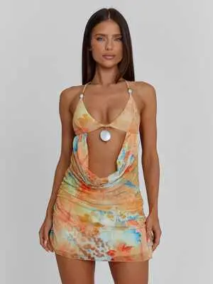 OUTCAST Arabi Mini Dress Teal Malta