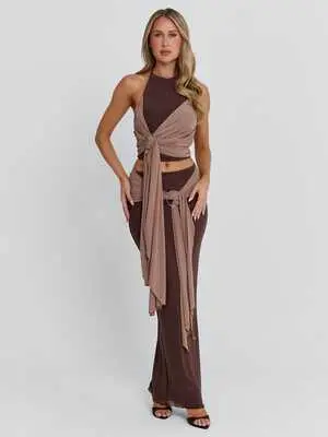 OUTCAST Nerina Maxi Skirt Chocolate