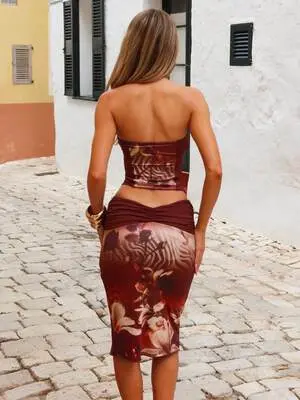 OUTCAST Mozia Midi Skirt Vanya Chocolate