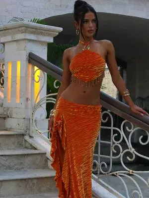 OUTCAST Setia Maxi Skirt - Orange