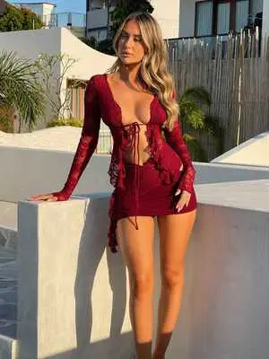 OUTCAST Ainsley Skirt Cherry