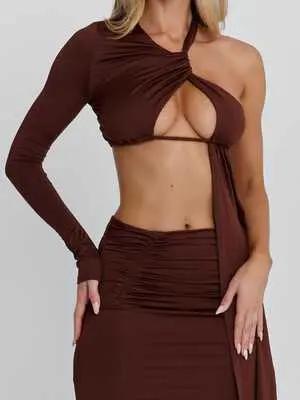 OUTCAST Serna Midi Dress Chocolate - Brown
