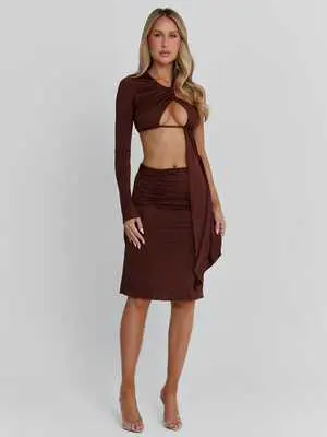OUTCAST Serna Midi Dress Chocolate