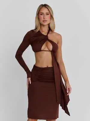 OUTCAST Serna Midi Dress Chocolate