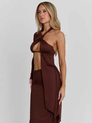 OUTCAST Serna Midi Dress Chocolate