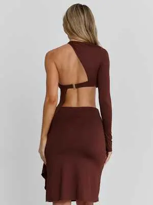 OUTCAST Serna Midi Dress Chocolate