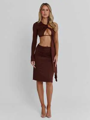 OUTCAST Serna Midi Dress Chocolate