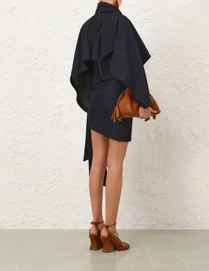 Zimmermann Valiant Draped Denim Mini - Night Sky