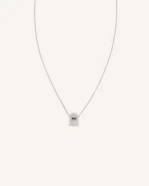 ALIITA Ghost Necklace In 9-karat Yellow With White Coral And Black Belgian Marble