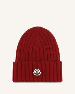 Moncler Wool Beanie With Logo - Red