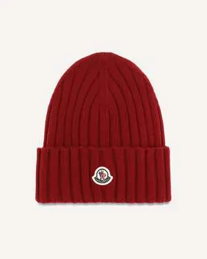 Moncler Wool Beanie With Logo - Red