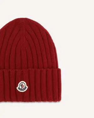 Moncler Wool Beanie With Logo - Red
