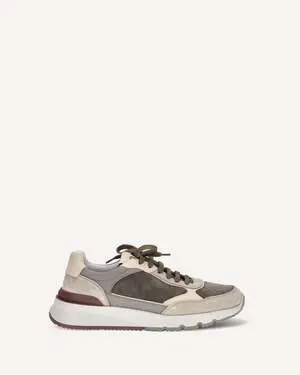 Brunello Cucinelli Paneled Leather Sneakers - Grey