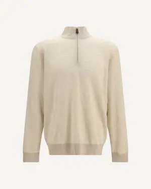 Loro Piana LORO PIANA Roadster Cashmere Quarter Zip Sweater Cream