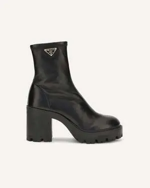 Prada Stretch Leather Platform Ankle Boots