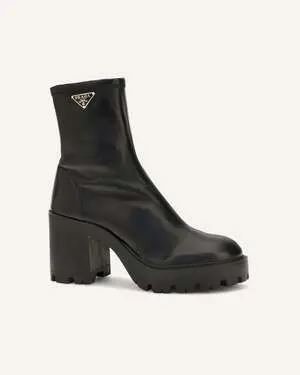 Prada Stretch Leather Platform Ankle Boots