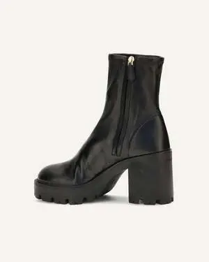 Prada Stretch Leather Platform Ankle Boots