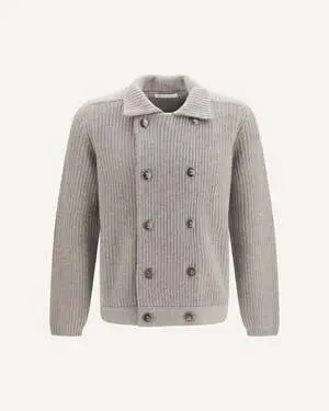 Brunello Cucinelli English Rib Cashmere Cardigan - Grey