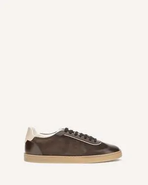 Brunello Cucinelli Leather Sneakers With Suede Details - Brown