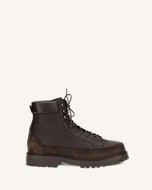 Brunello Cucinelli Lace-up Deer Leather And Suede Ankle Boots