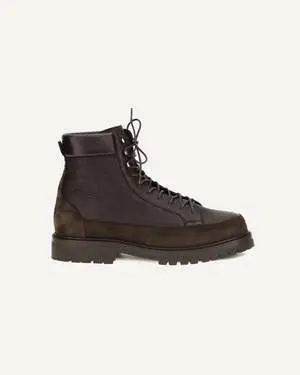 Brunello Cucinelli Lace-up Deer Leather And Suede Ankle Boots