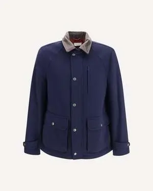 Brunello Cucinelli Virgin Wool Jacket With Nappa Inserts