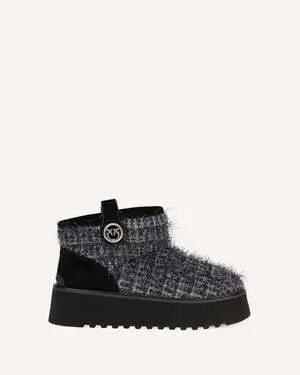 Pinko Tweed And Lurex Ankle Boots - Black