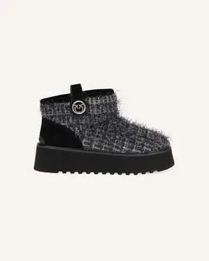 Pinko Tweed And Lurex Platform Ankle Boots - Black