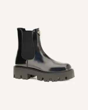 Prada Brushed Leather Ankle Boots