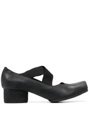 UMA WANG Décolleté In Pelle Con Tacco Largo 40 Mm - Black