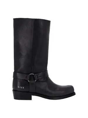 GOLDEN GOOSE Biker Leather Boots - Black