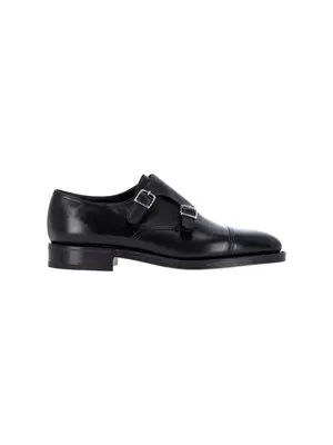 John Lobb William Monk Strap Shoes - Black