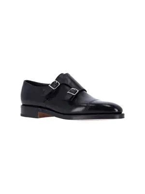 John Lobb William Monk Strap Shoes - Black