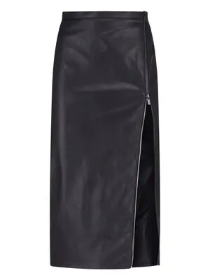 Max Mara Gucci Lambskin Midi Skirt - Black
