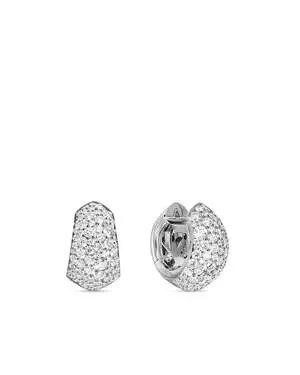David Yurman Mosaic Pavé Hoop Earrings In White Gold - Diamond