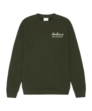 LES DEUX Rural Graphic-print Crew-neck Sweater - Green