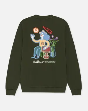 LES DEUX Graphic Print Crewneck Sweater