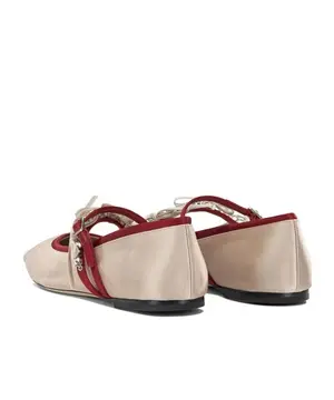 JIMMY CHOO Square Toe Ballet Flats With Crystal Embellishments - No